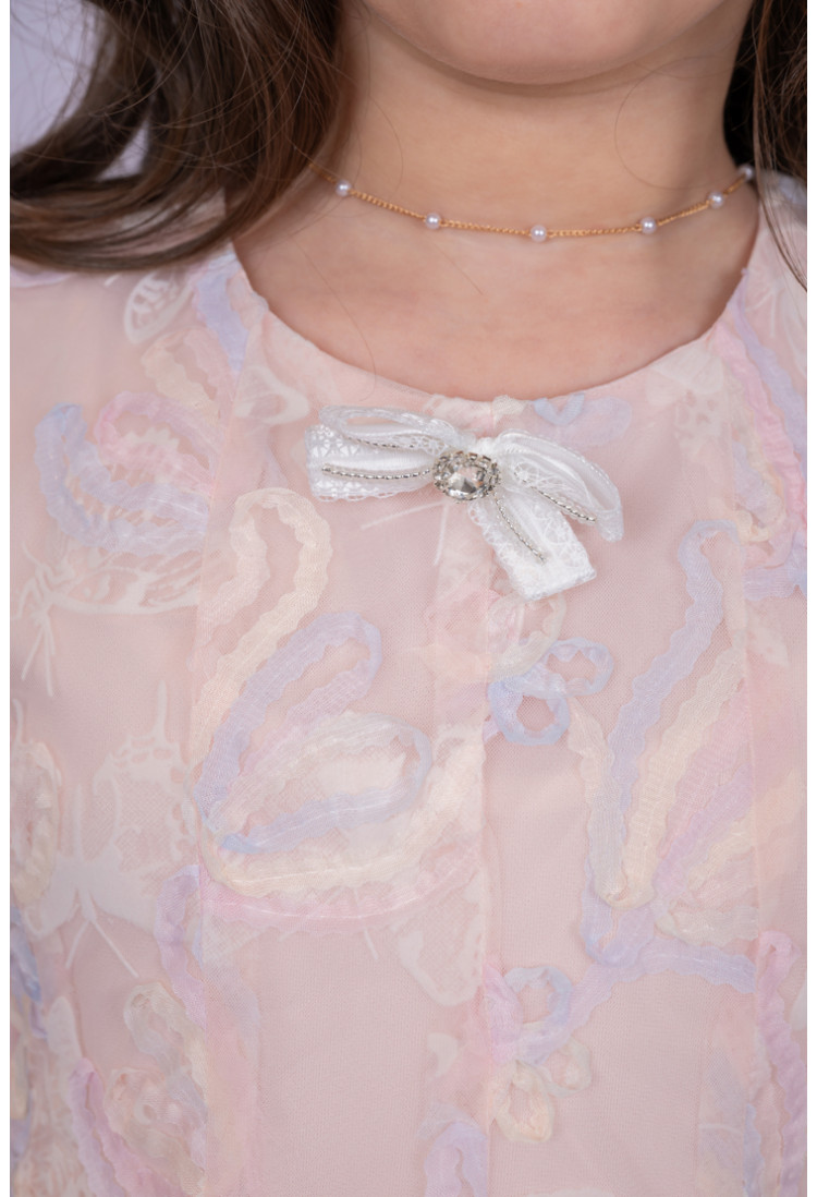 فستان بناتي بتطريز دانتيل ناعم